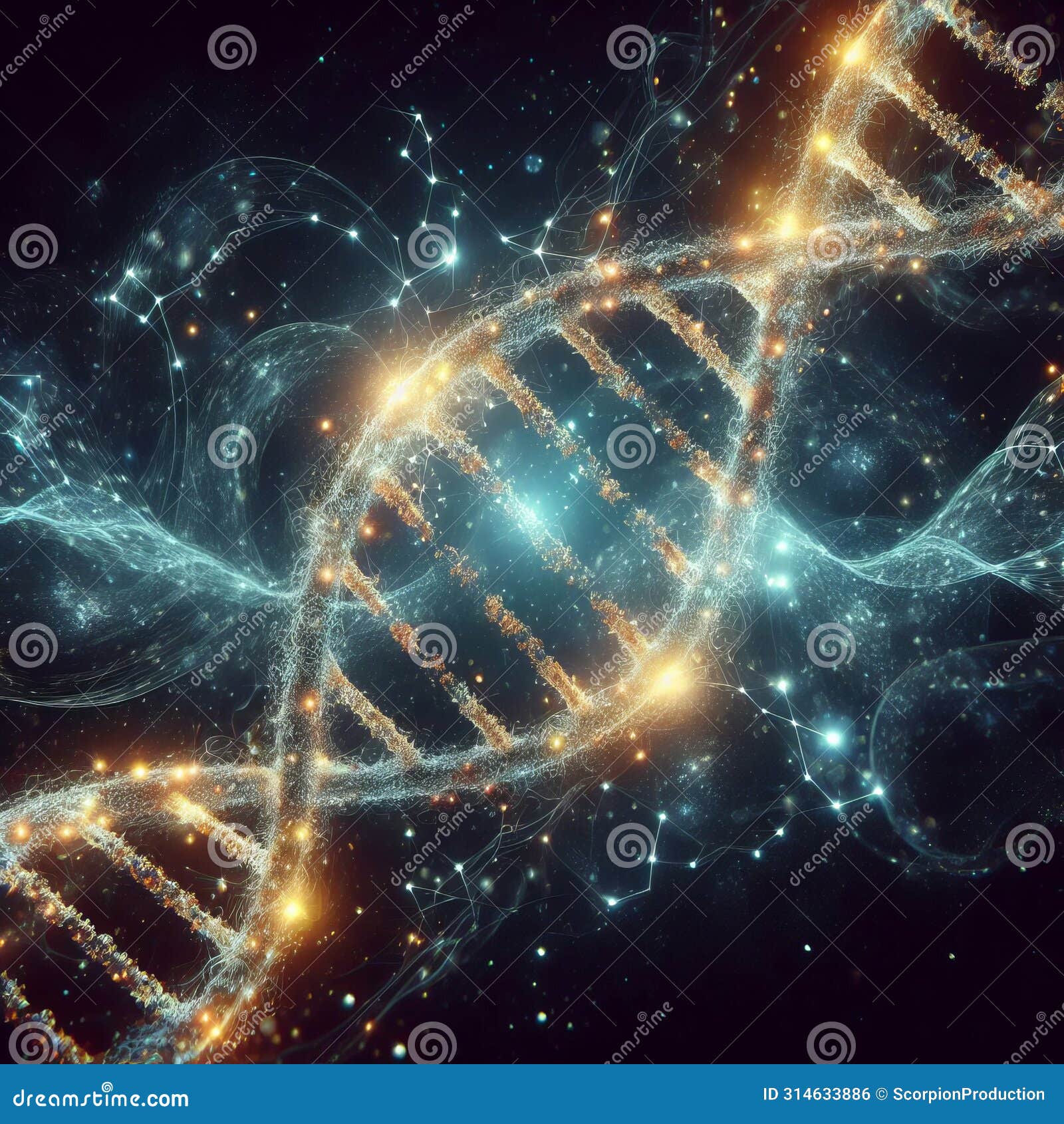 DNA Strands in Luminous Network Stock Photo - Image of abstract ...
