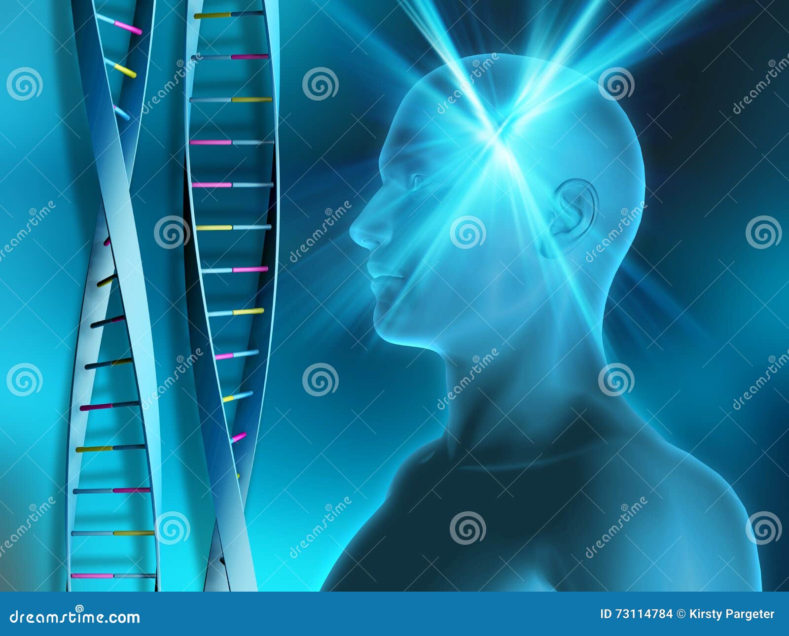 DNA Strands with Male Figure Stock Illustration - Illustration of ...