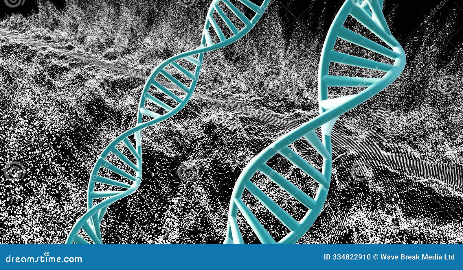 DNA Strands and Molecular Structures Over Particle Wave Background ...
