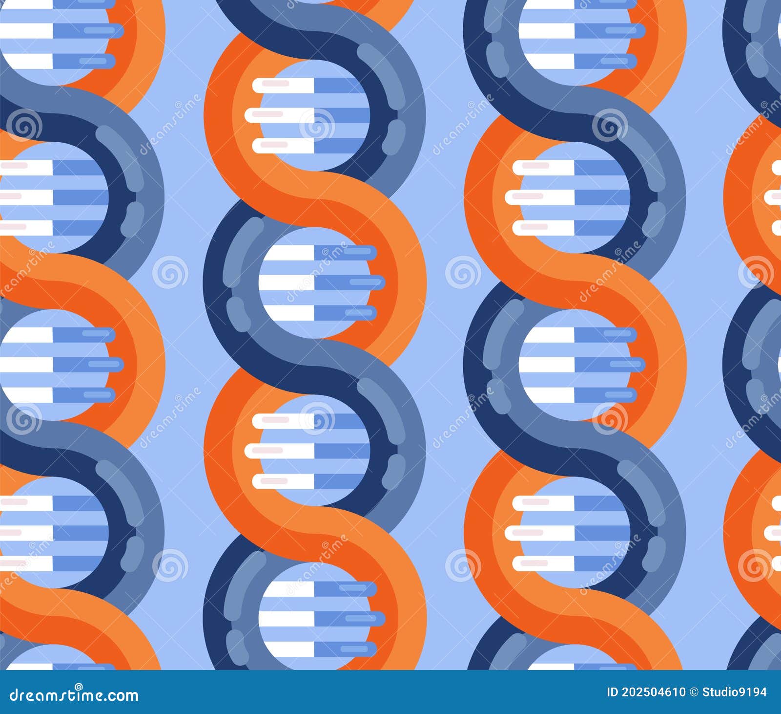 DNA Strands Molecule Seamless Vector Pattern. Repeating Background ...