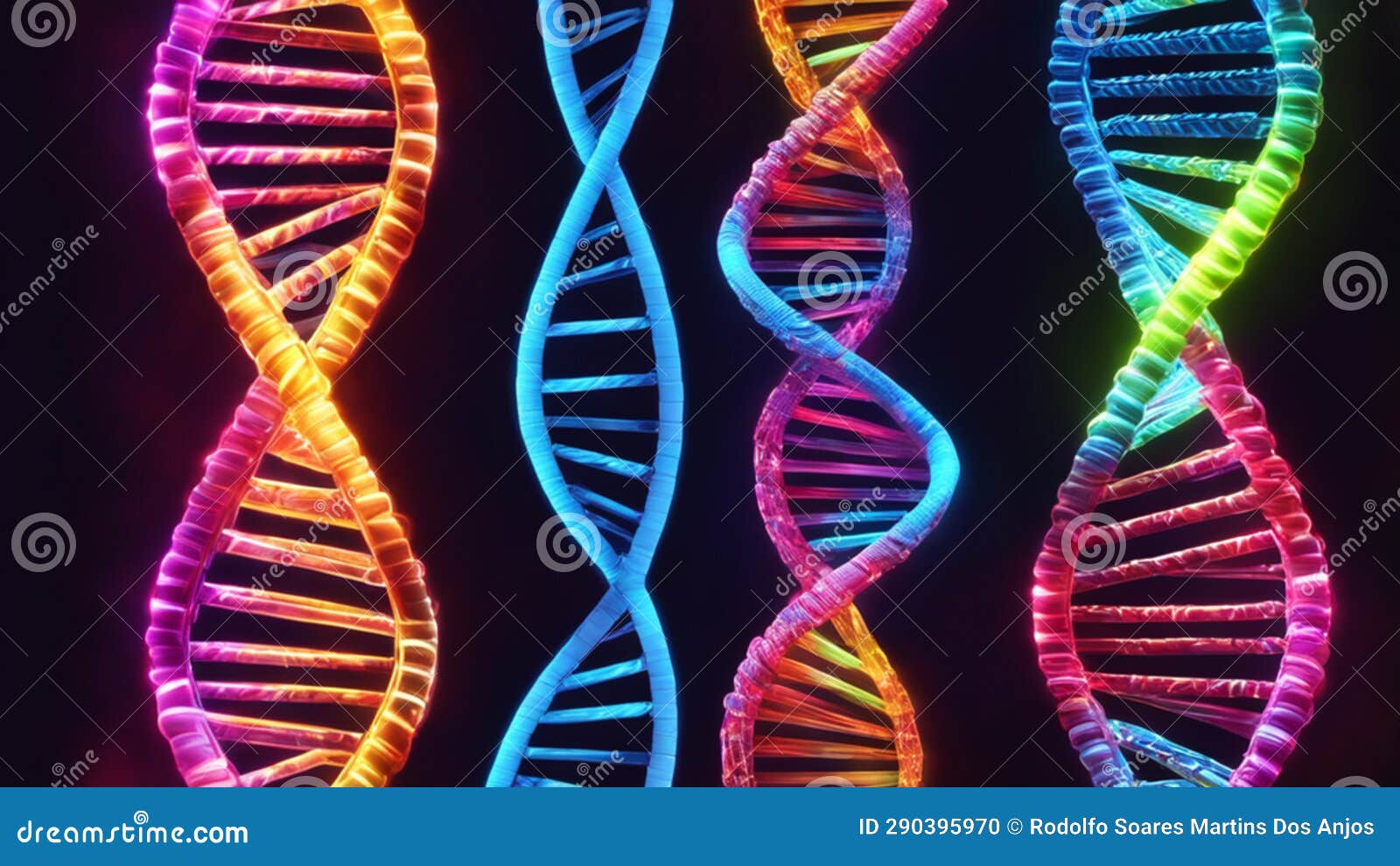 Dna Strands Neon Backdrop Ai Generated Stock Illustration ...