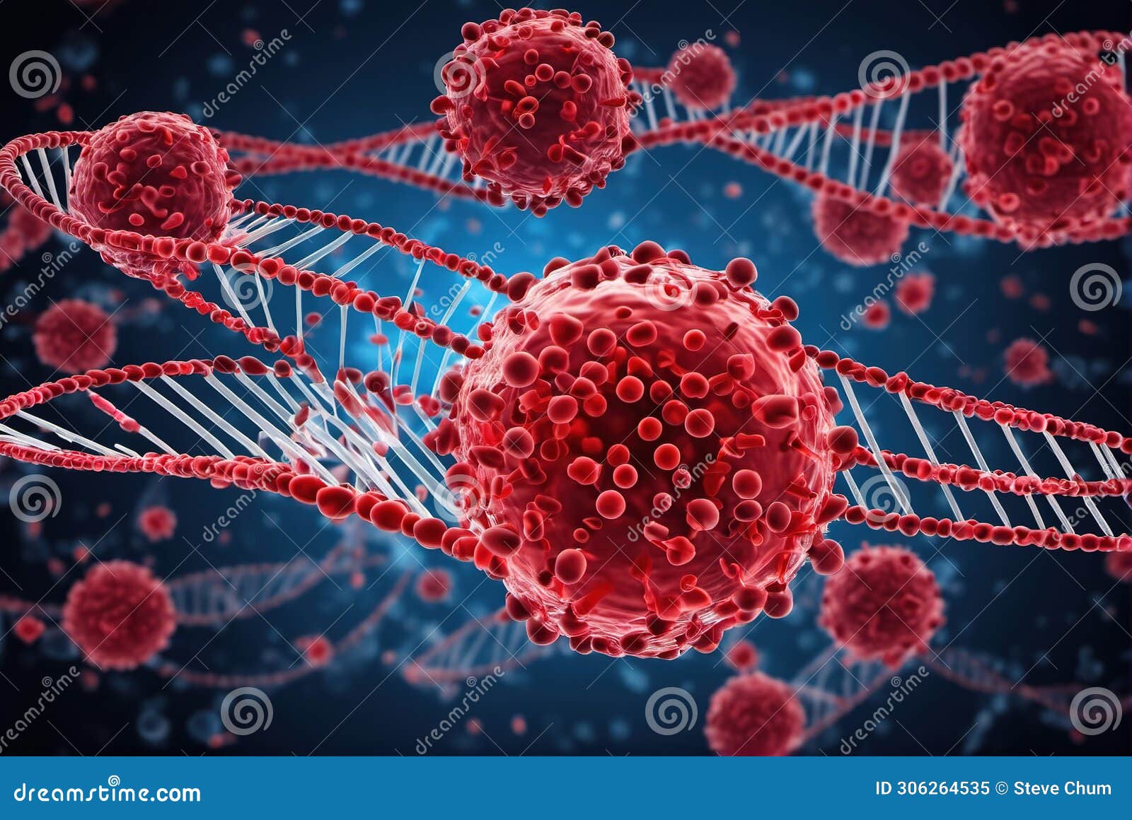 DNA Strands and Red Blood Cells Stock Illustration - Illustration of ...