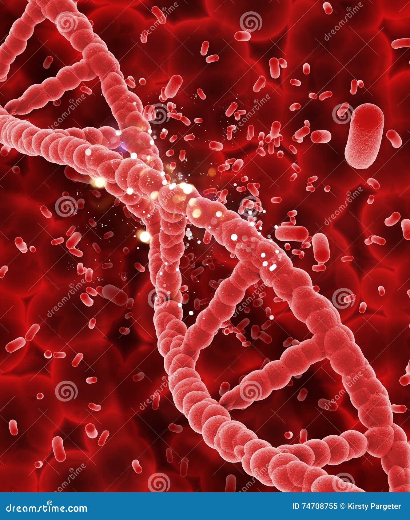 DNA-Strang 3D Auf Abstraktem Blutzellehintergrund Stock Abbildung ...