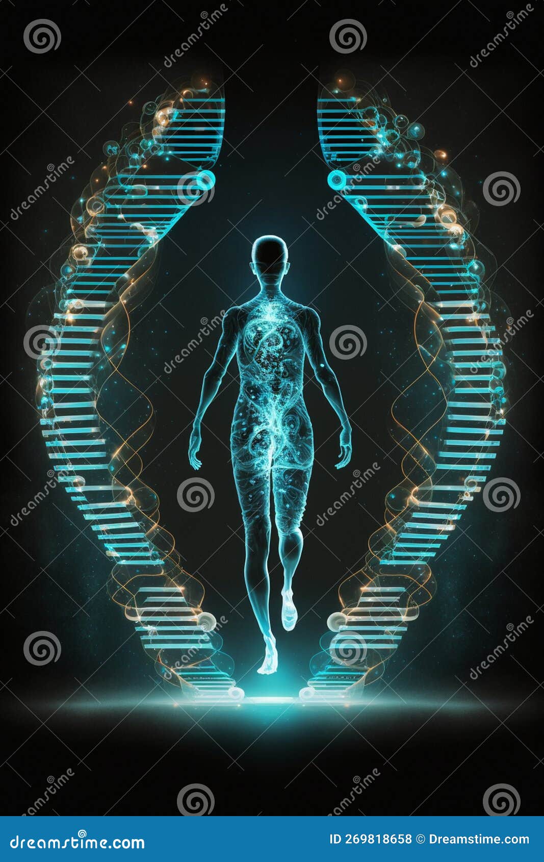 DNA Structure with Black Background Stock Illustration - Illustration ...