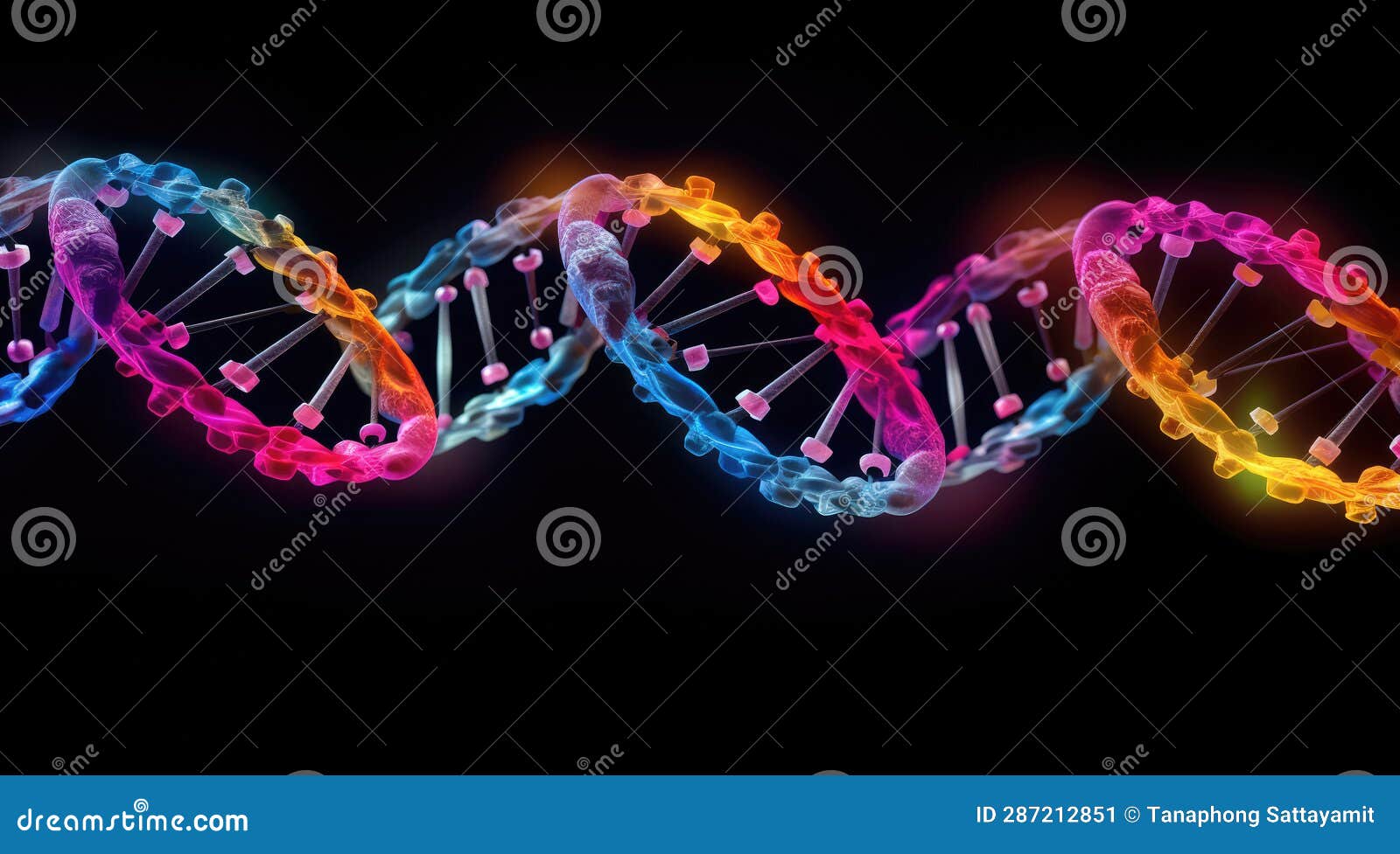 DNA Structure on a Black Background Stock Illustration - Illustration ...
