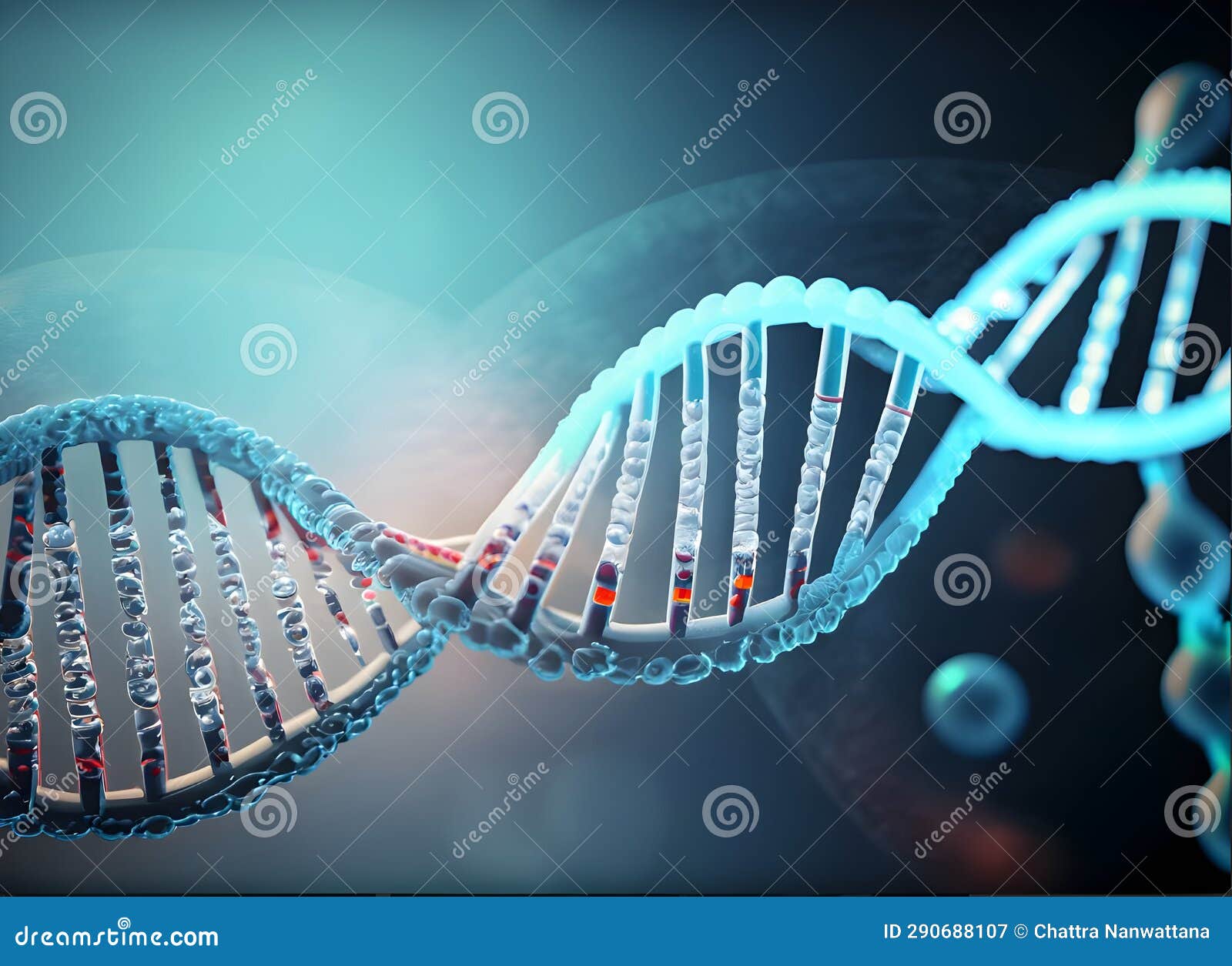 DNA Structure in Blue Color Background. Stock Illustration ...