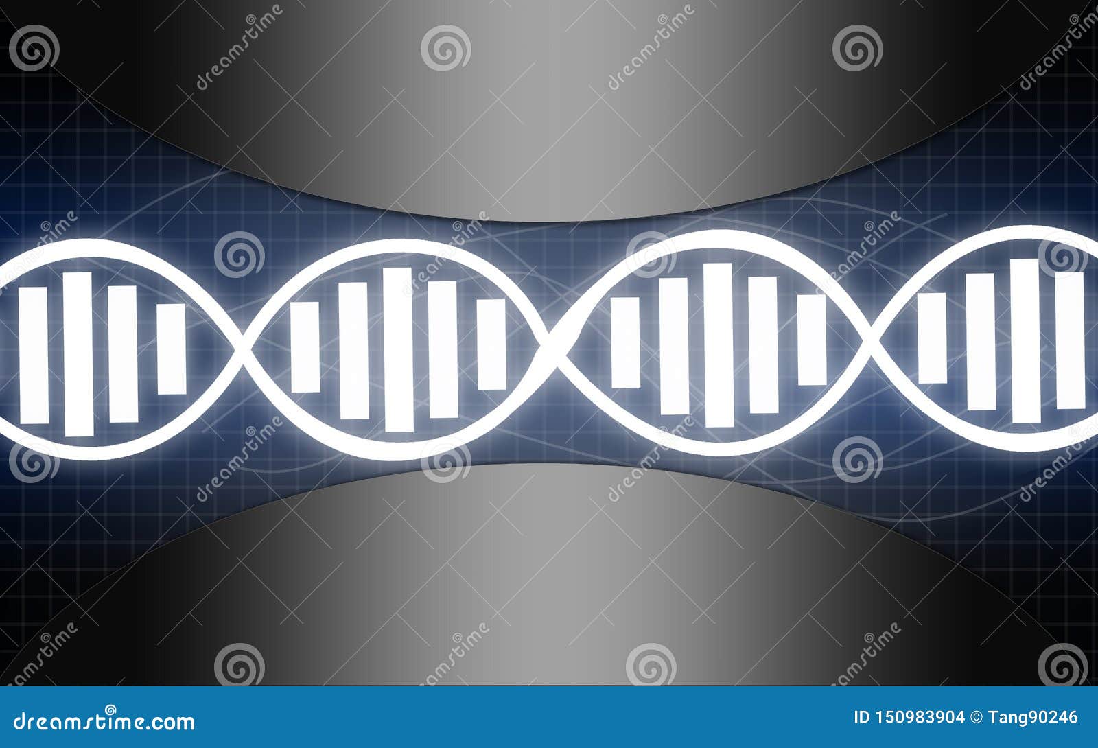 DNA Structure with Blue Glow Light Stock Illustration - Illustration of ...