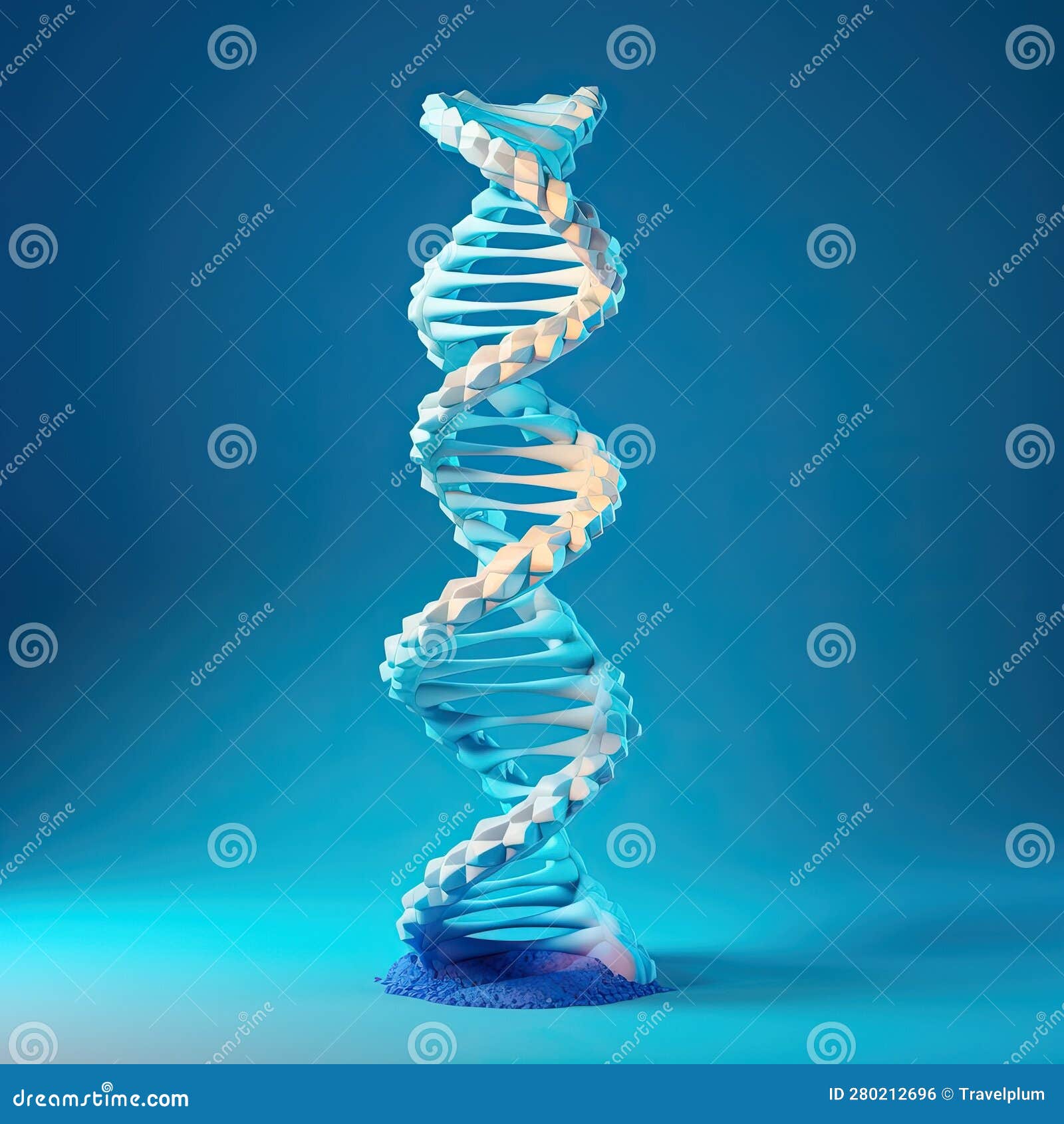 DNA Structure with Blue Helix Close Up. Virtual Modeling of Chemical ...