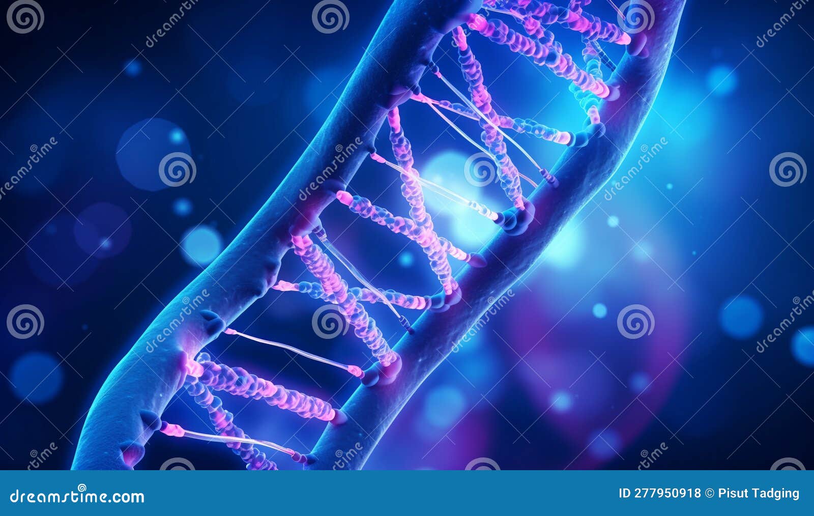 DNA Structure in Blue Light with AI Generated Stock Illustration ...