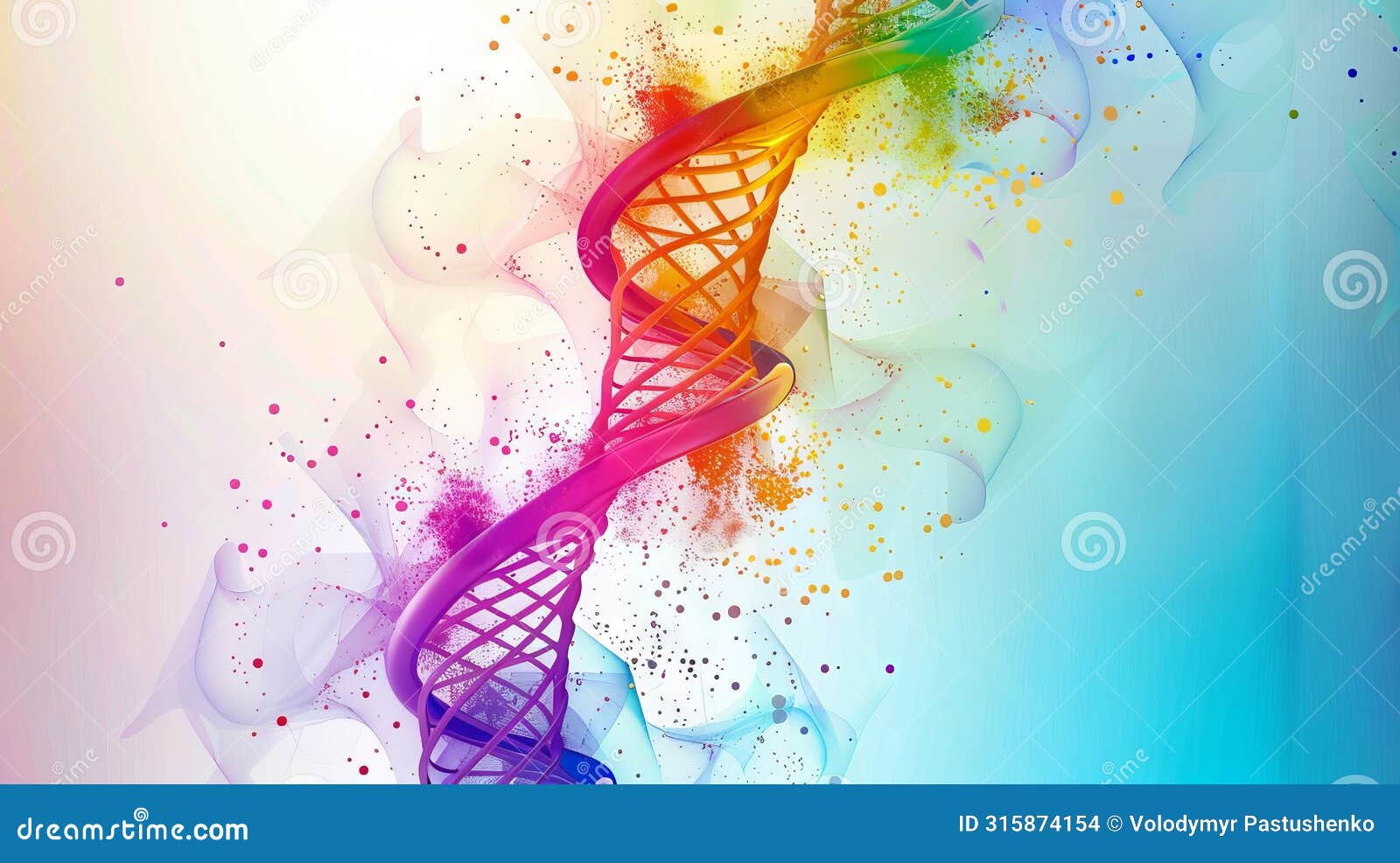 Dna Structure with Colorful Splashes Stock Photo - Image of structure ...