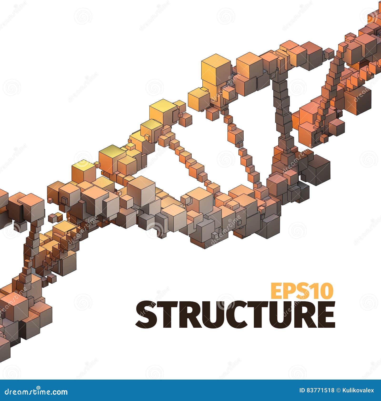 DNA Structure. 3d Abstract Background. Cube Elements Stock Illustration ...