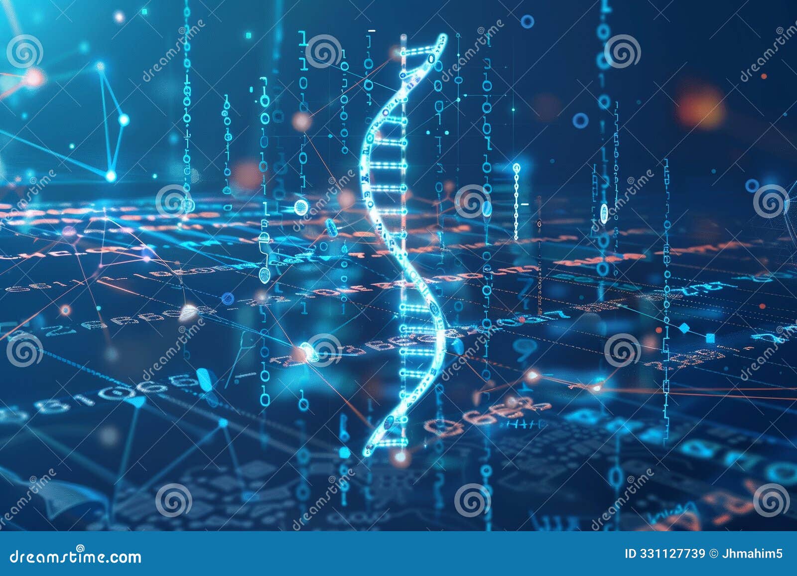 DNA Structure with Digital Background Stock Illustration - Illustration ...