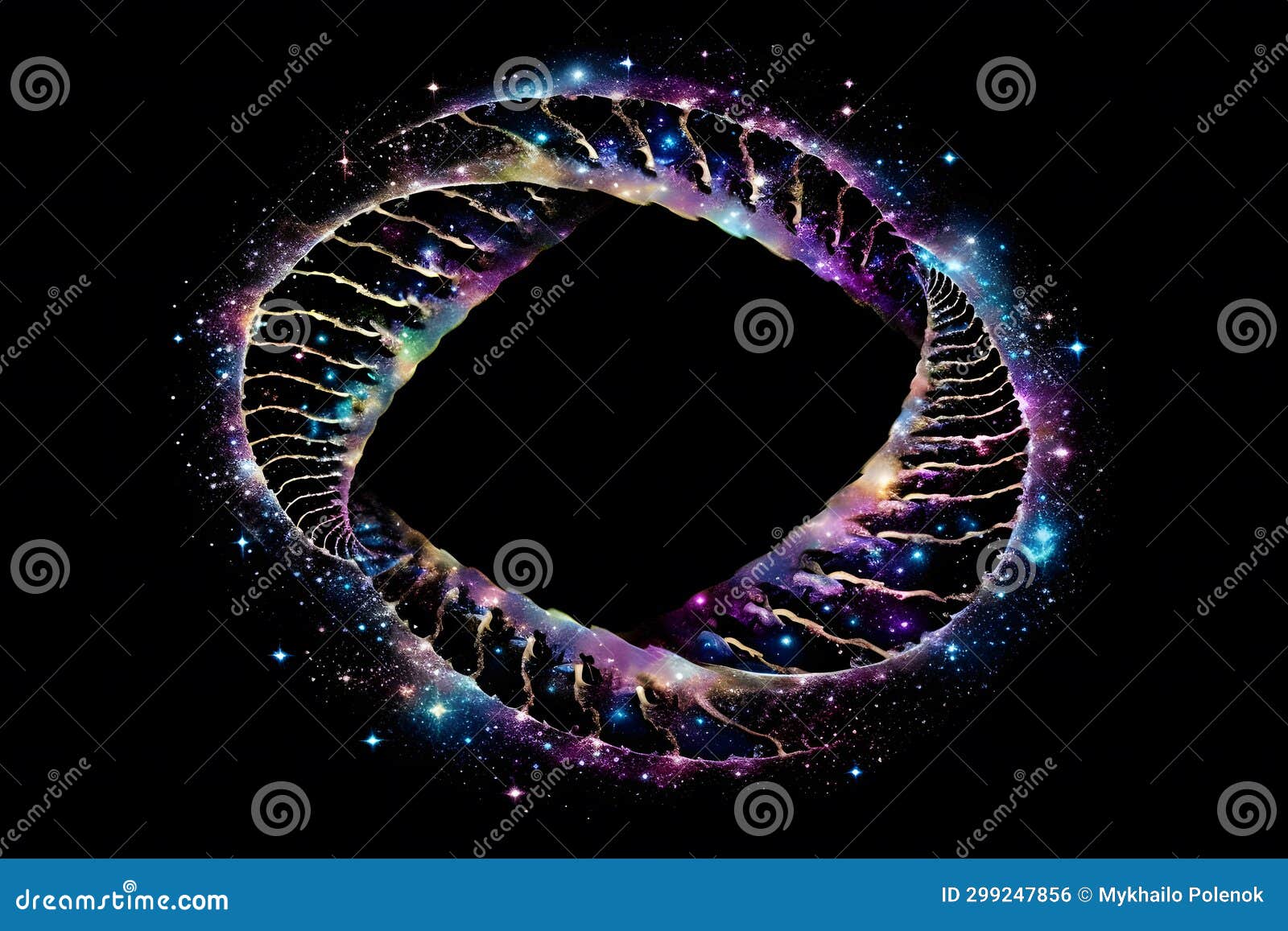 DNA Structure Digital Illustration in Space Colorful Background. Neural ...