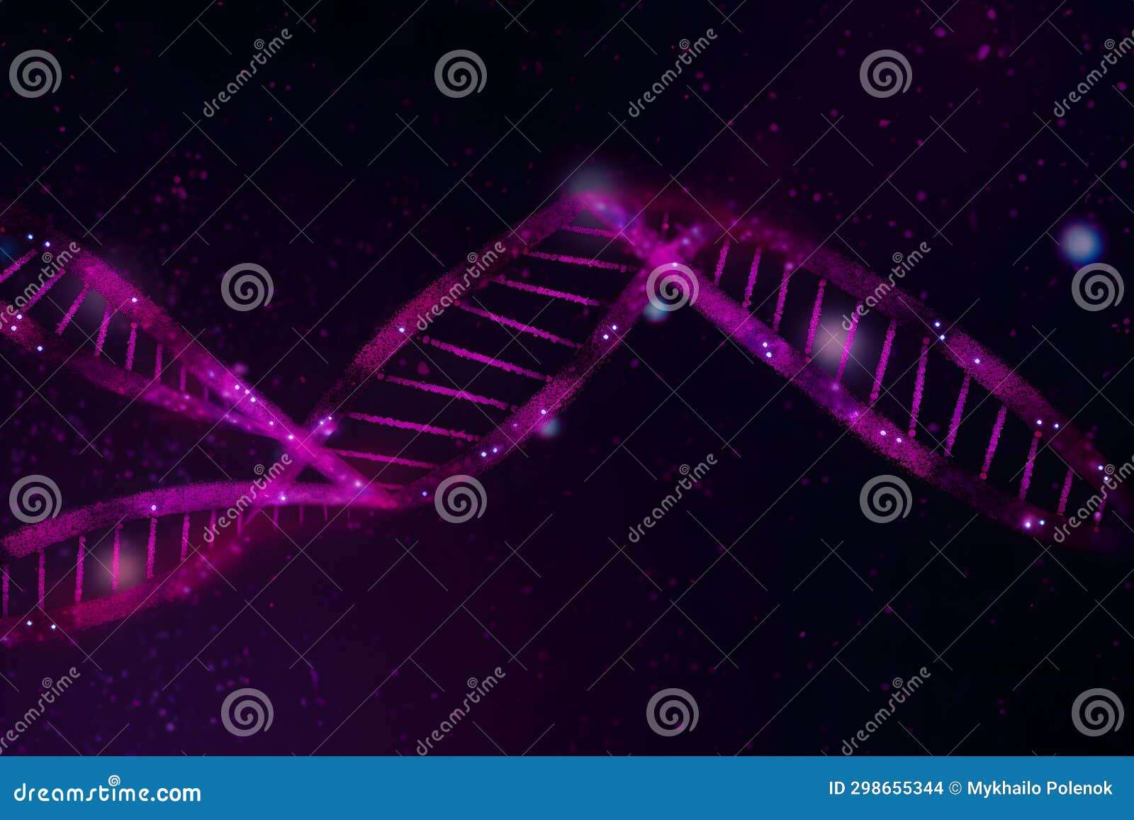 DNA Structure Digital Illustration in Space Colorful Background. Neural ...