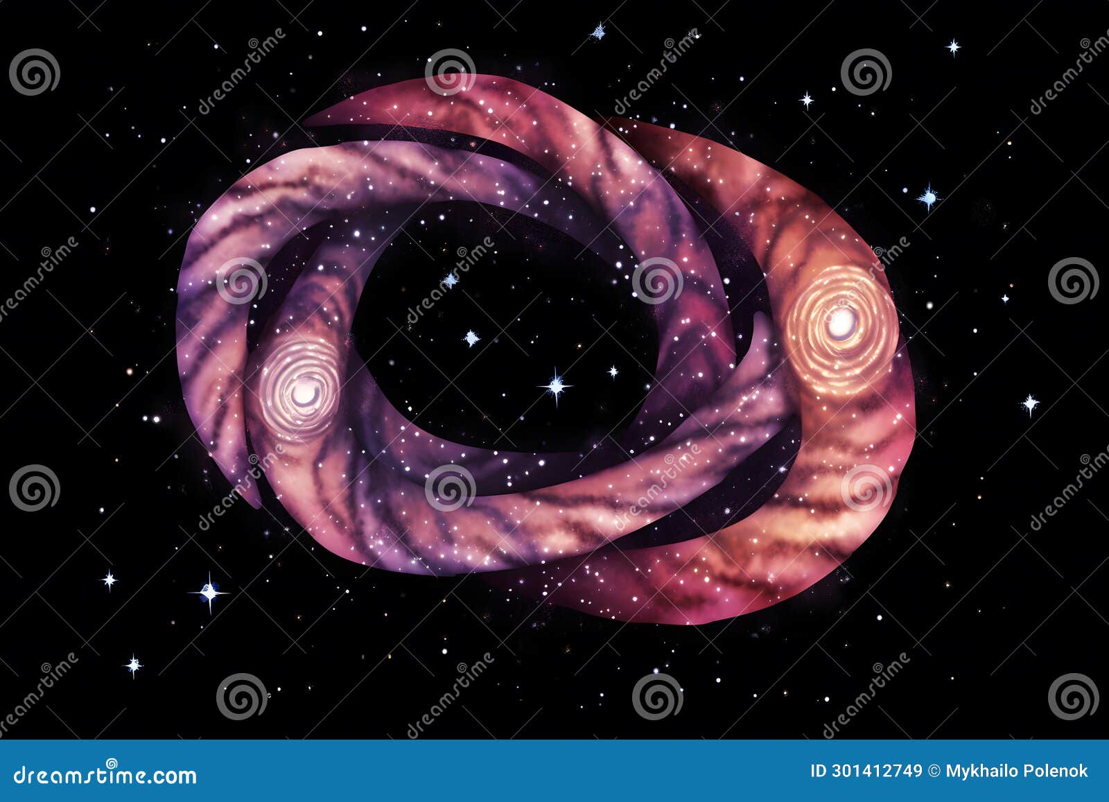 DNA Structure Digital Illustration in Space Colorful Background. Neural ...