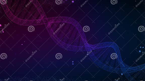 DNA Structure with Flowing Particles on Gradient Background. Genetic ...