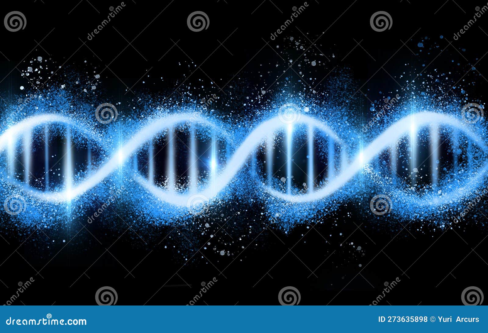 DNA Structure, Genetic Code Isolated on Black Background, Science with ...