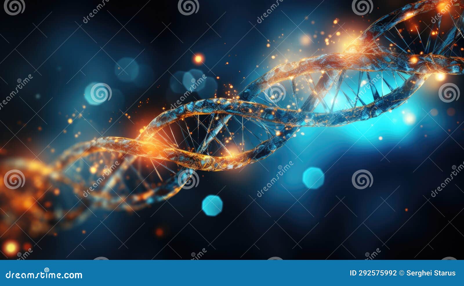 Dna Structure with Glowing Light and Sparkles, AI Stock Illustration ...