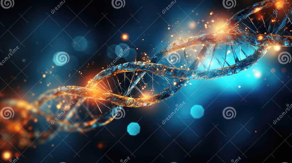 Dna Structure with Glowing Light and Sparkles, AI Stock Illustration ...