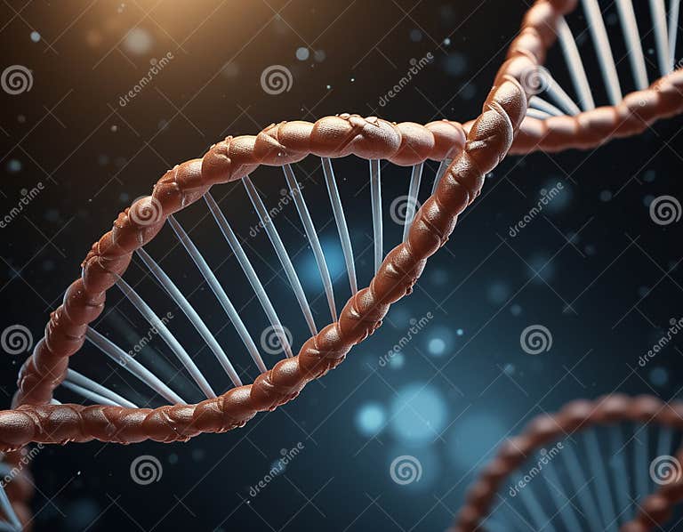DNA Structure. Long Structure of the DNA Double Helix in Depth of View ...
