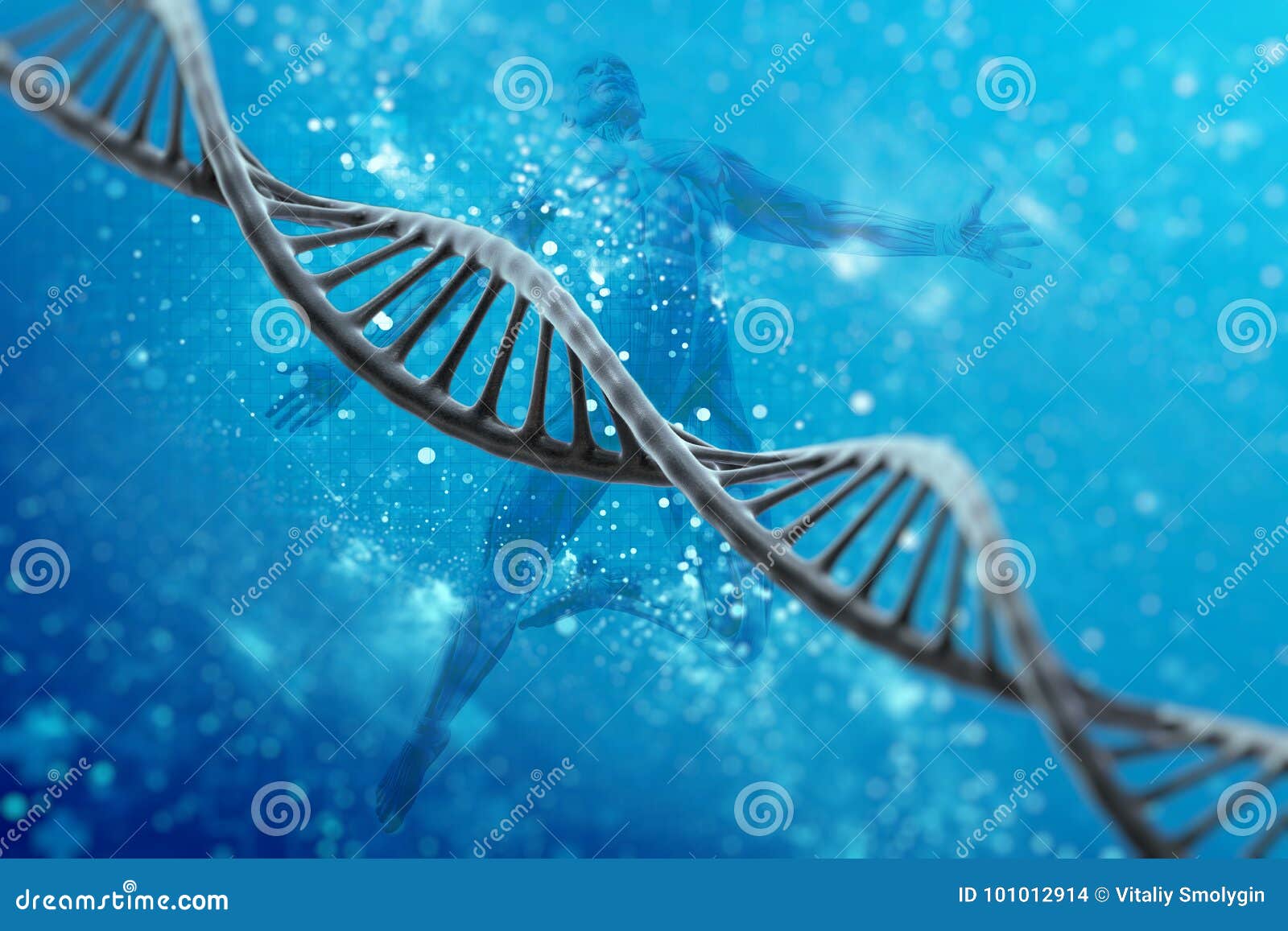 Dna Cell Model Research Concept, 3D Rendering Stock Illustration ...