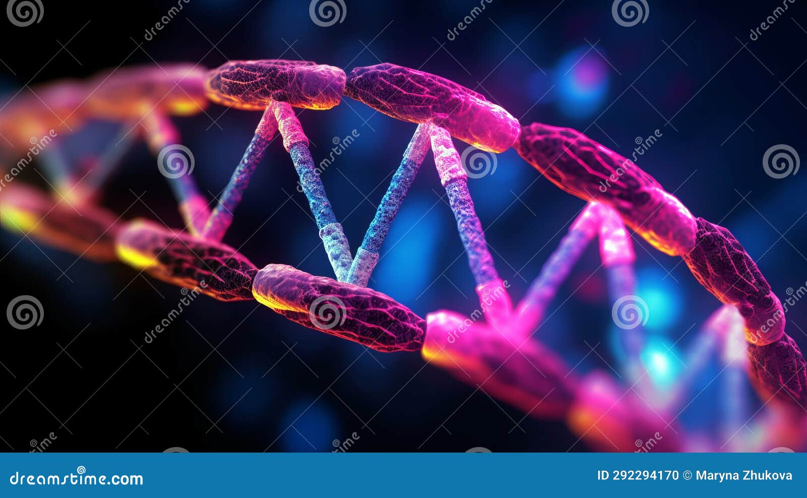 DNA Structure in Neon Colors. Concept: Science of Genomics and Genetics ...