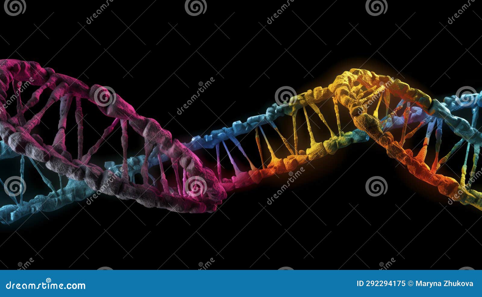 DNA Structure in Neon Colors. Concept: Science of Genomics and Genetics ...