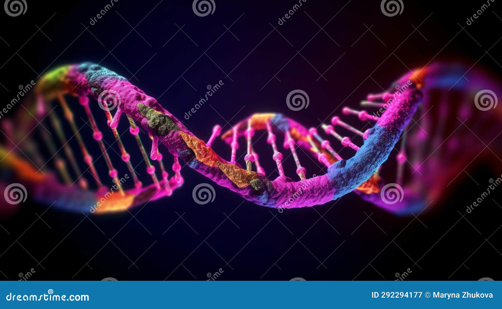 DNA Structure in Neon Colors. Concept: Science of Genomics and Genetics ...