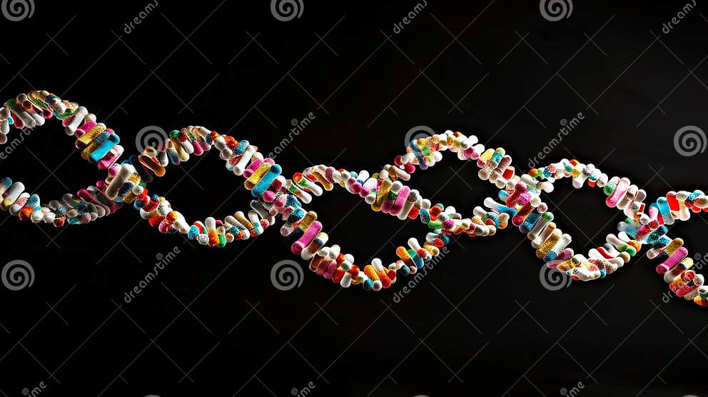 DNA Structure Realistic Model. Black Background. Science Genetic ...