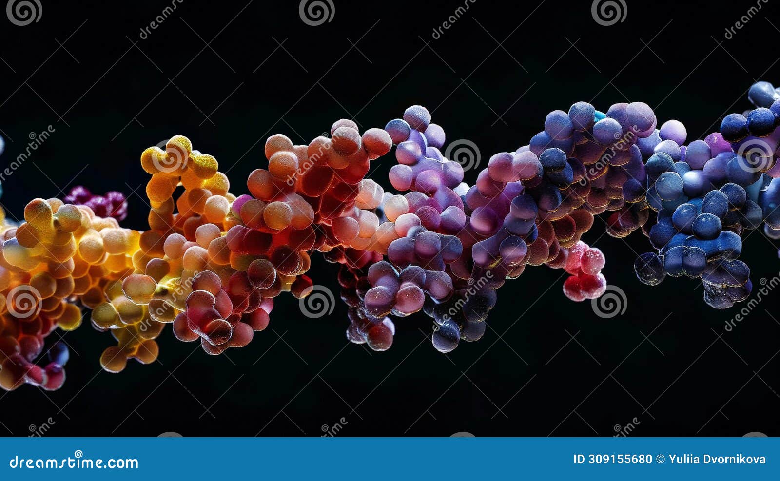 DNA Structure Realistic Model. Black Background. Science Genetic ...