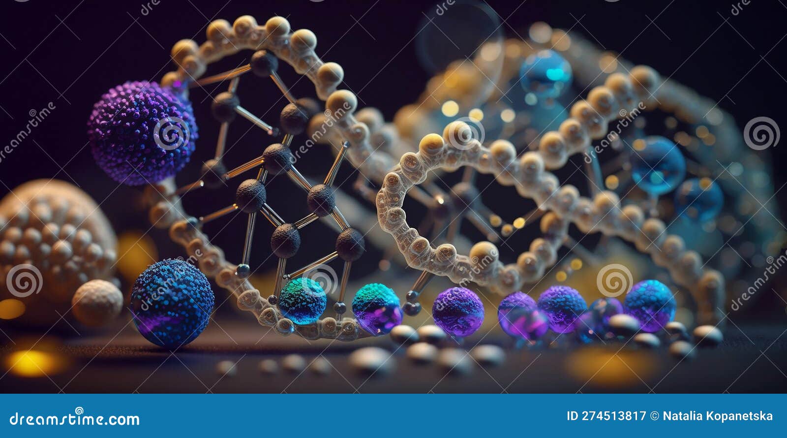 A Dna Structure Sculpture on a Dark Background. Stock Illustration ...