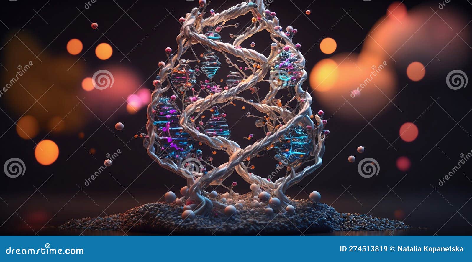 A Dna Structure Sculpture on a Dark Background. Stock Illustration ...