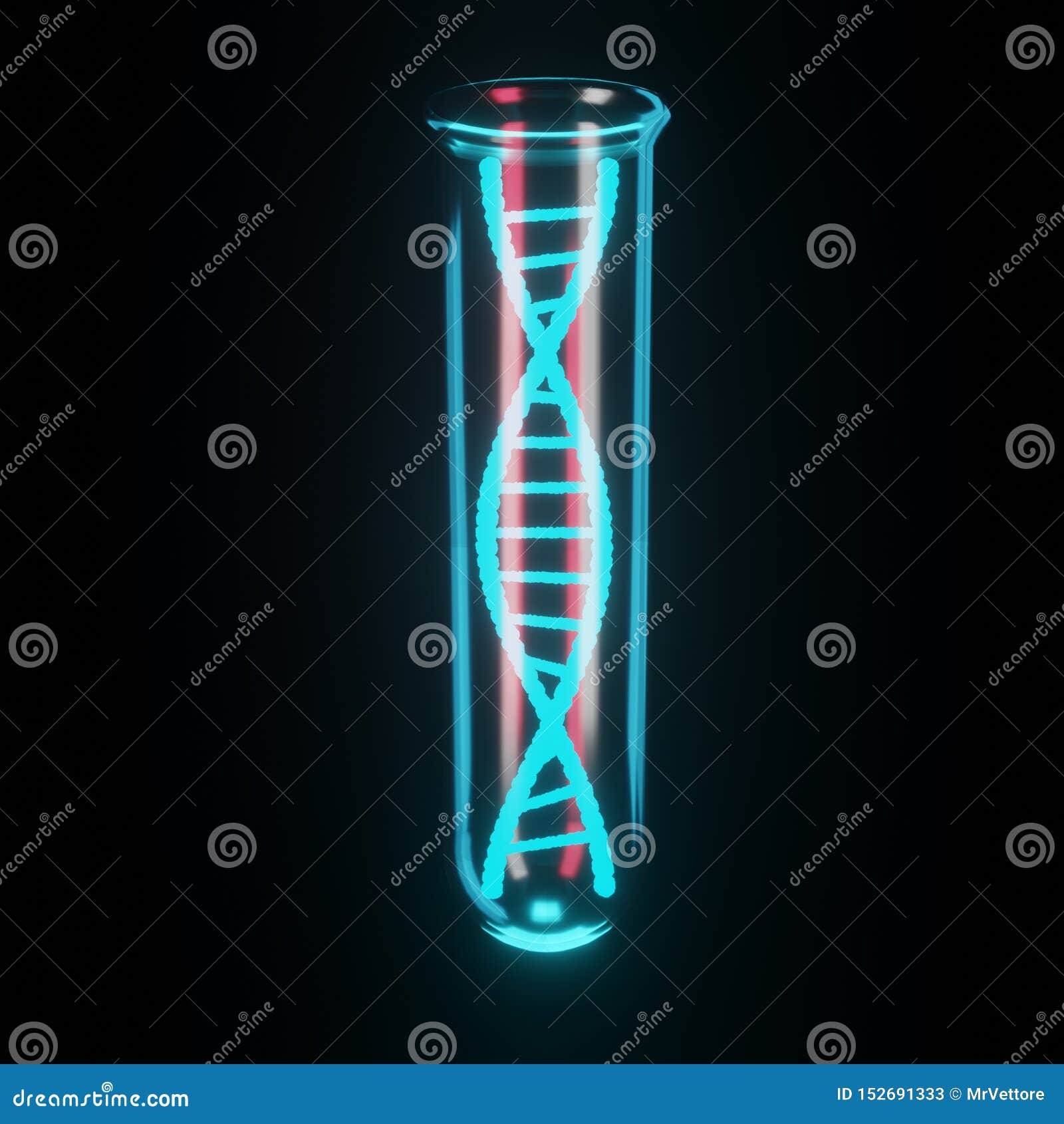 DNA Structure in Test Tube. 3D Dna Molecules Illustration Stock ...