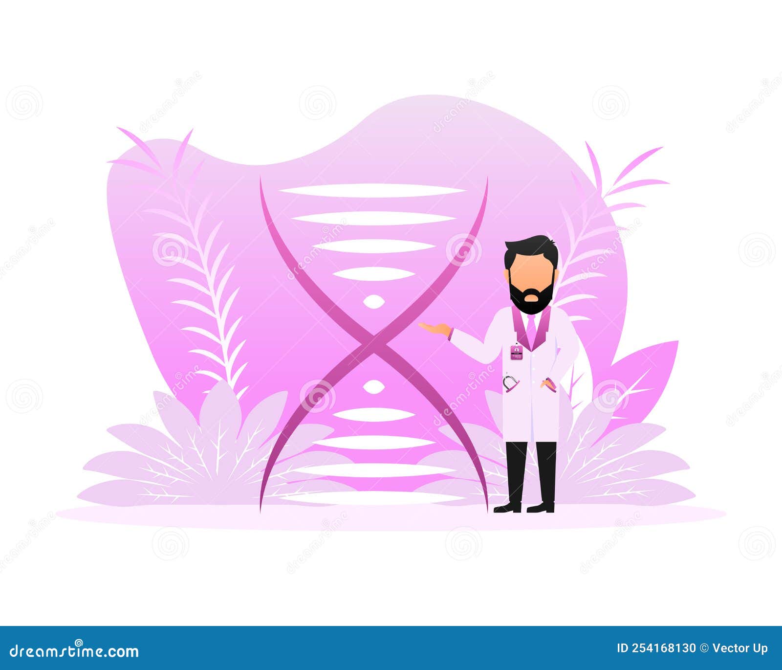 DNA Structure, Testing. DNA Researchers Making. Vector Illustration ...