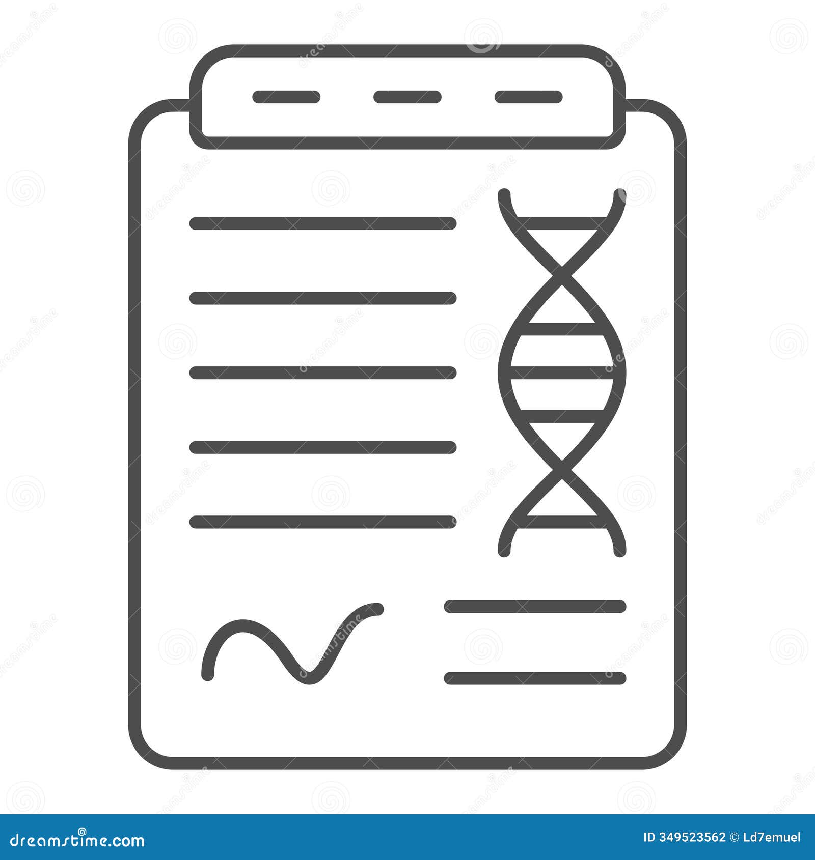 DNA Test Document Thin Line Icon, Genetic Research Concept. Vector ...