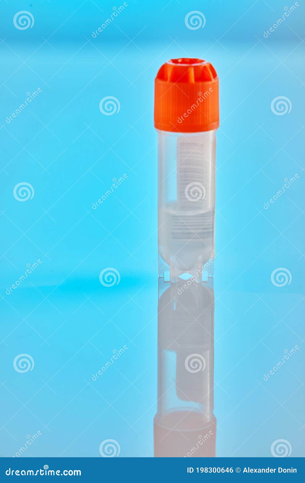 DNA Test. Test Tube with Liquid for DNA Analysis on a Blue Background ...