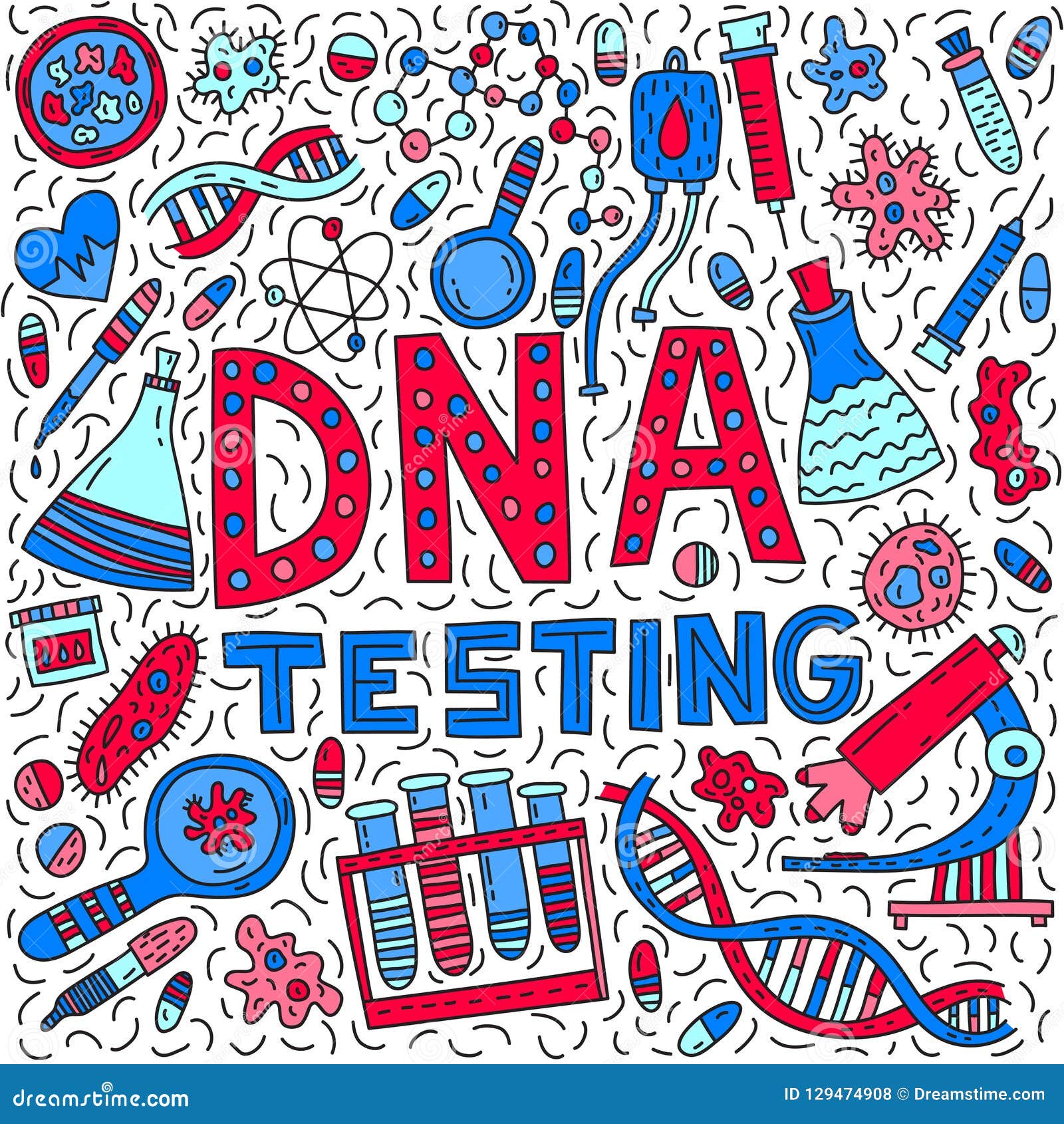 DNA testing stock vector. Illustration of pharma, clone - 129474908