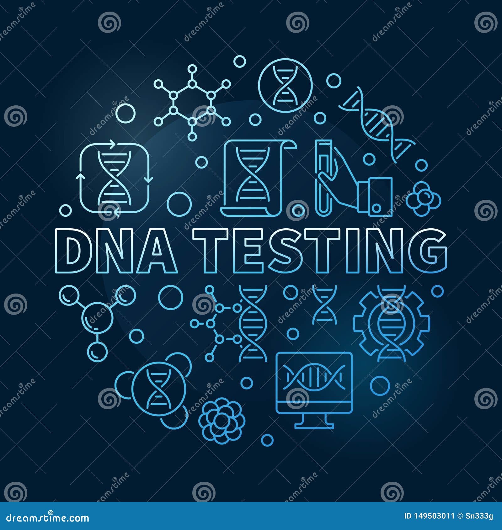 DNA Testing Vector Circular Blue Outline Illustration Stock Vector ...