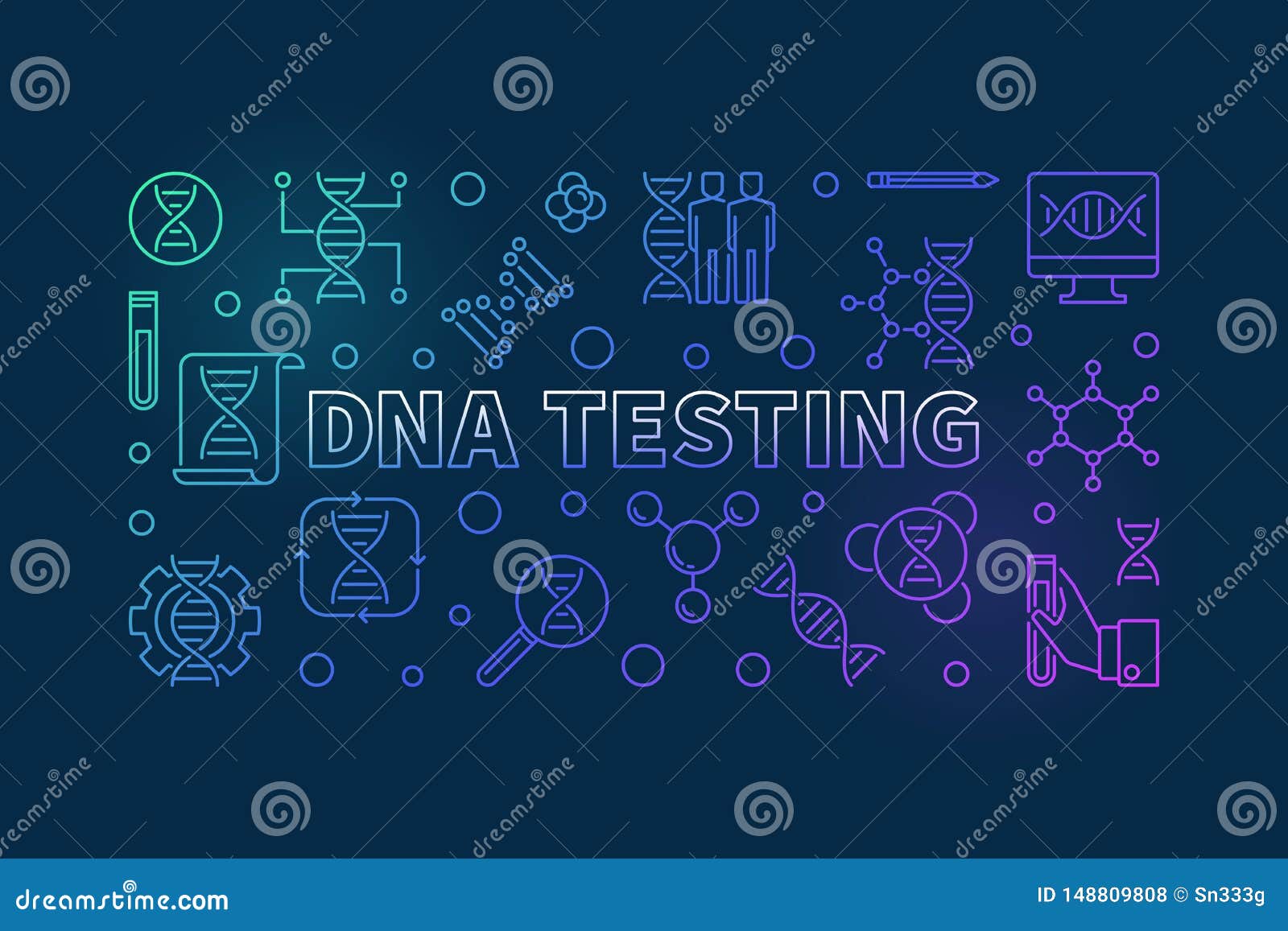 DNA Testing Vector Colorful Outline Banner or Illustration Stock Vector ...