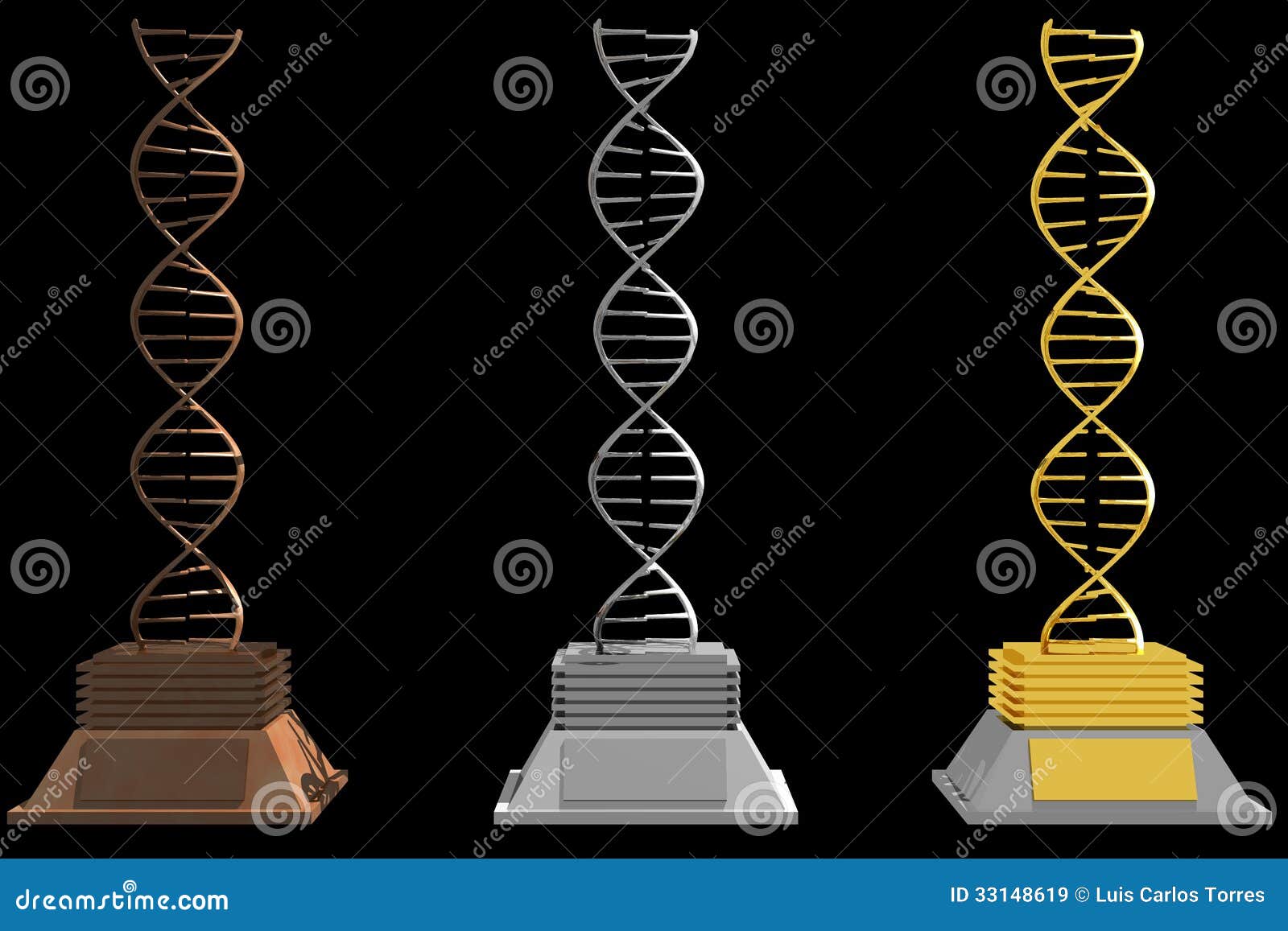 Dna trophies (3D) stock illustration. Illustration of golden - 33148619