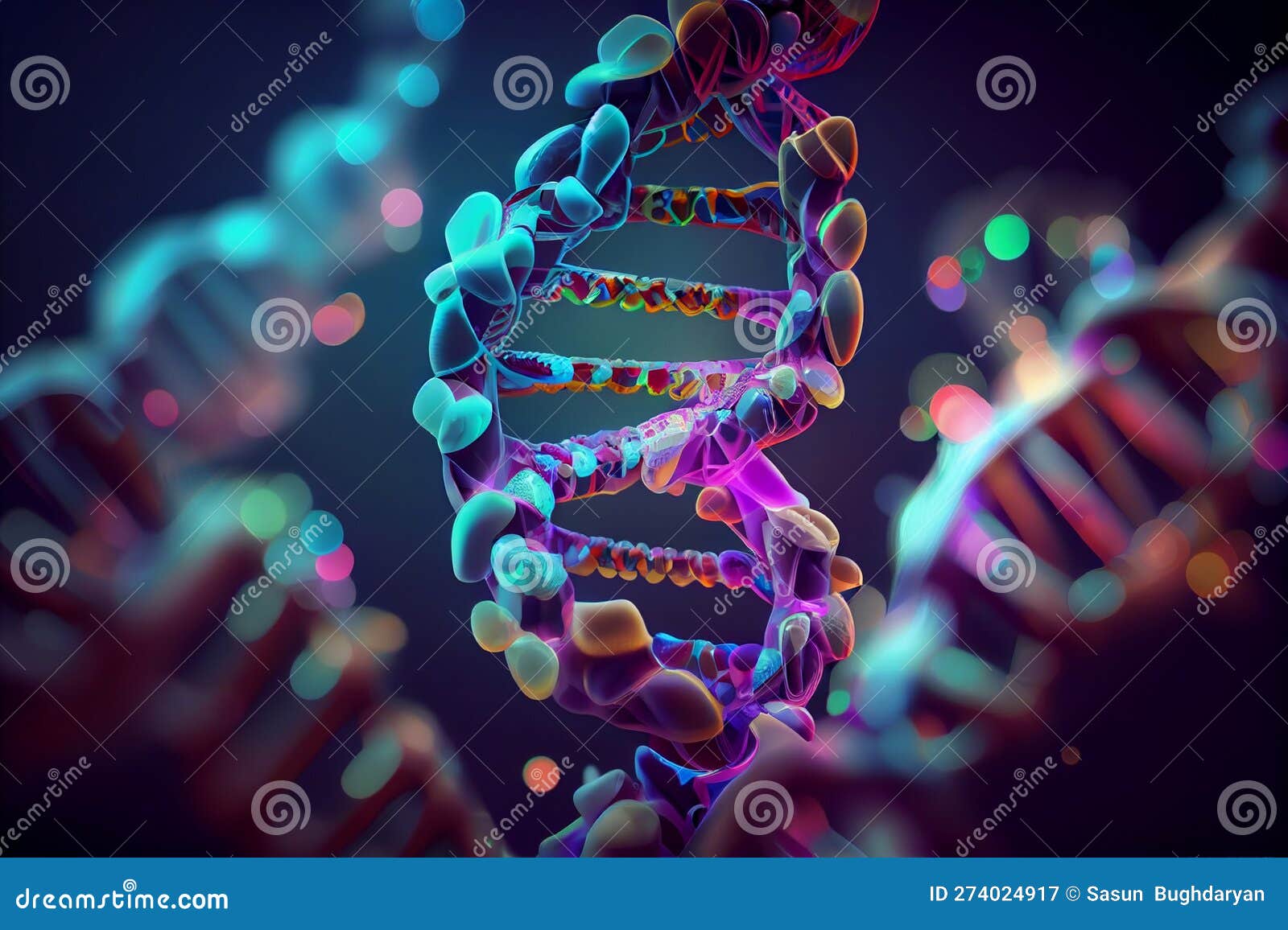 Dna Under Microscope Created.generative Ai Stock Image - Image of ...