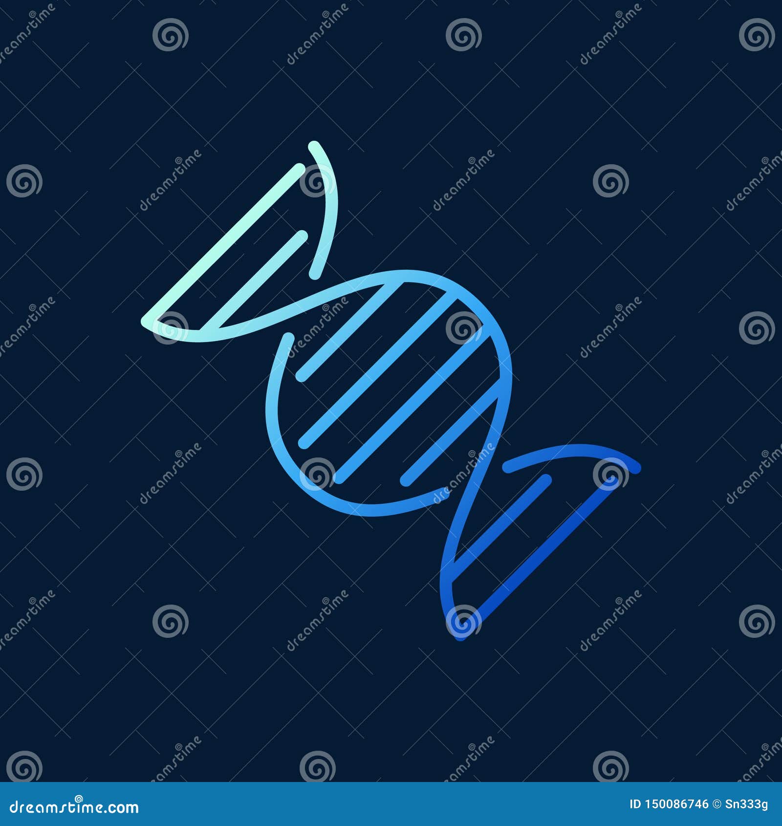 DNA Vector Blue Concept Outline Icon on Dark Background Stock Vector ...