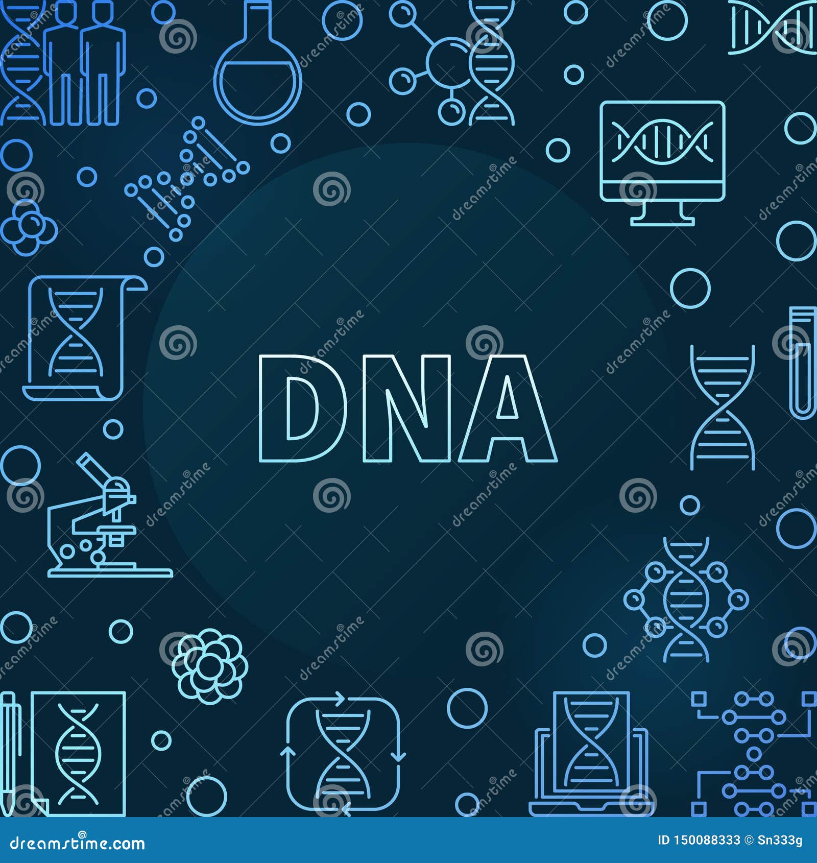 DNA Vector Blue Frame. Deoxyribonucleic Acid Illustration Stock Vector ...