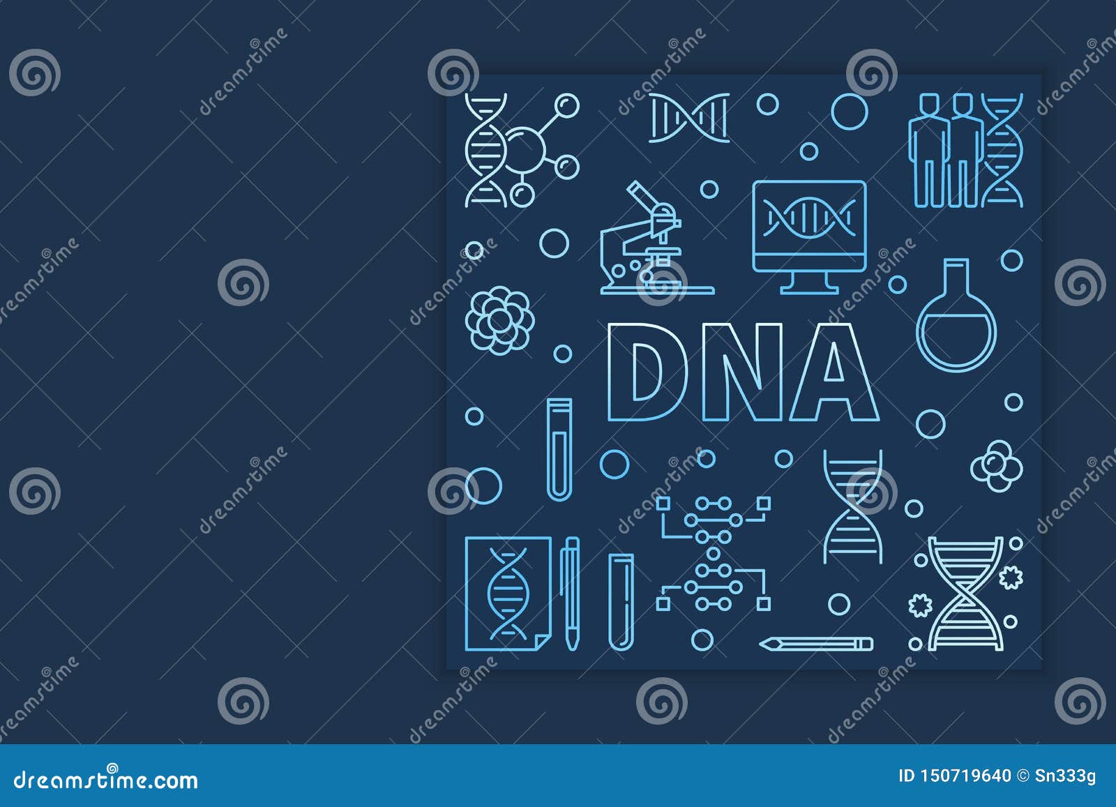 DNA Vector Blue Linear Square Design Element or Banner Stock Vector ...