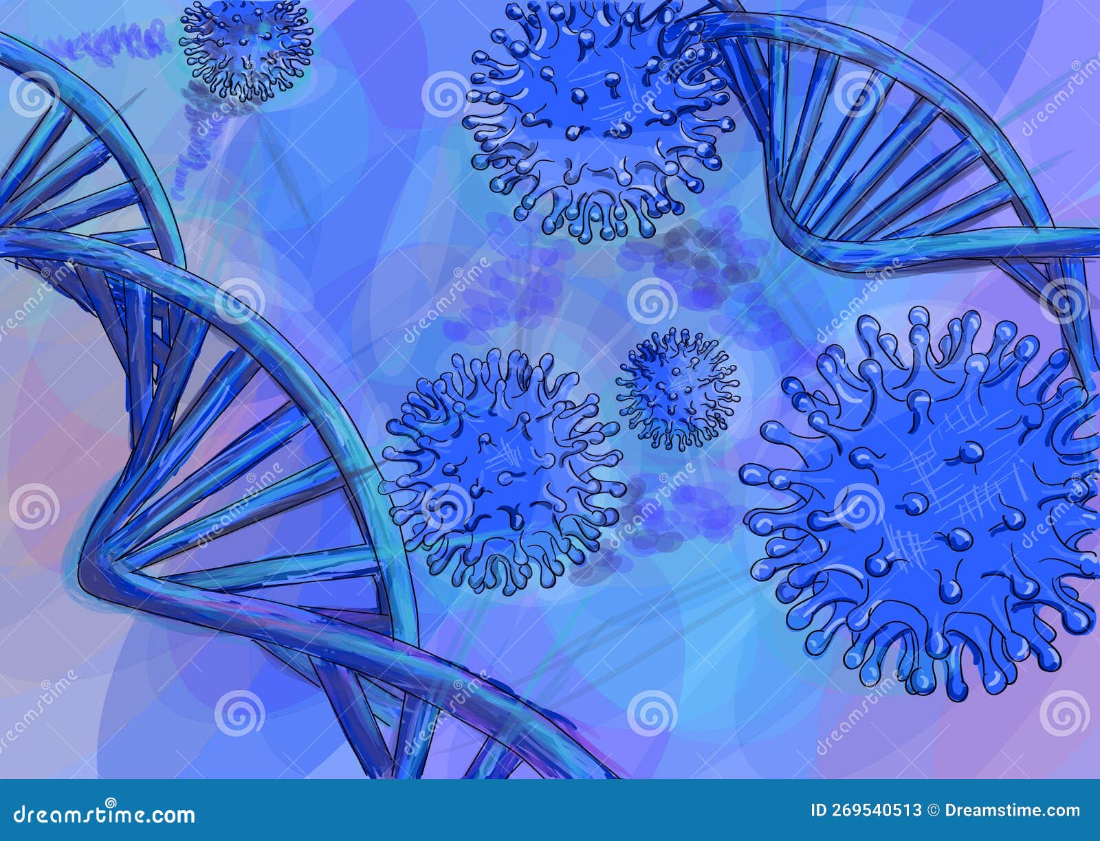 DNA and virus stock vector. Illustration of life, biochemistry - 269540513