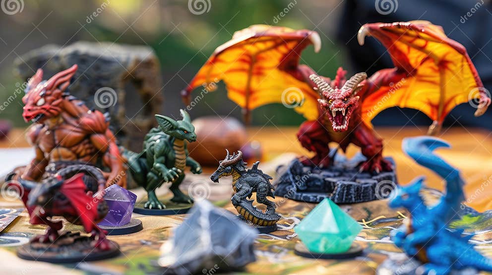 DND Figures with Various Characters and Fantasy Creatures. Stock Photo ...