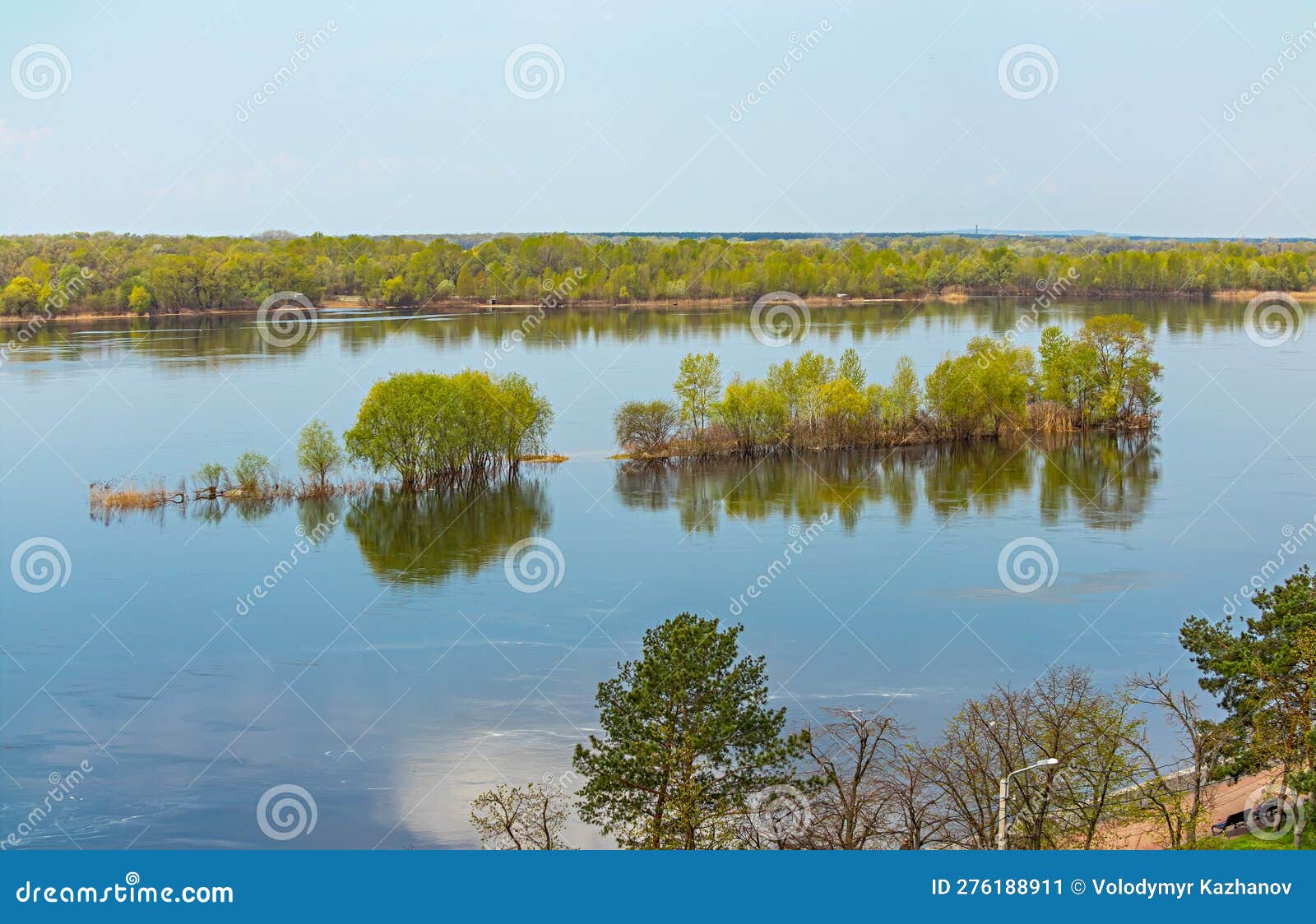 Dnieper River (Dnipro) View from Above. Spring Landscape of Nature in ...
