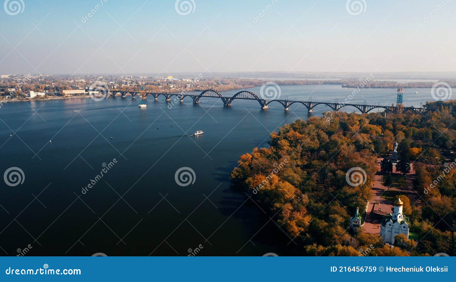 Dnipro, Kiev. Bridge in Kiev Across the River Stock Image - Image of ...