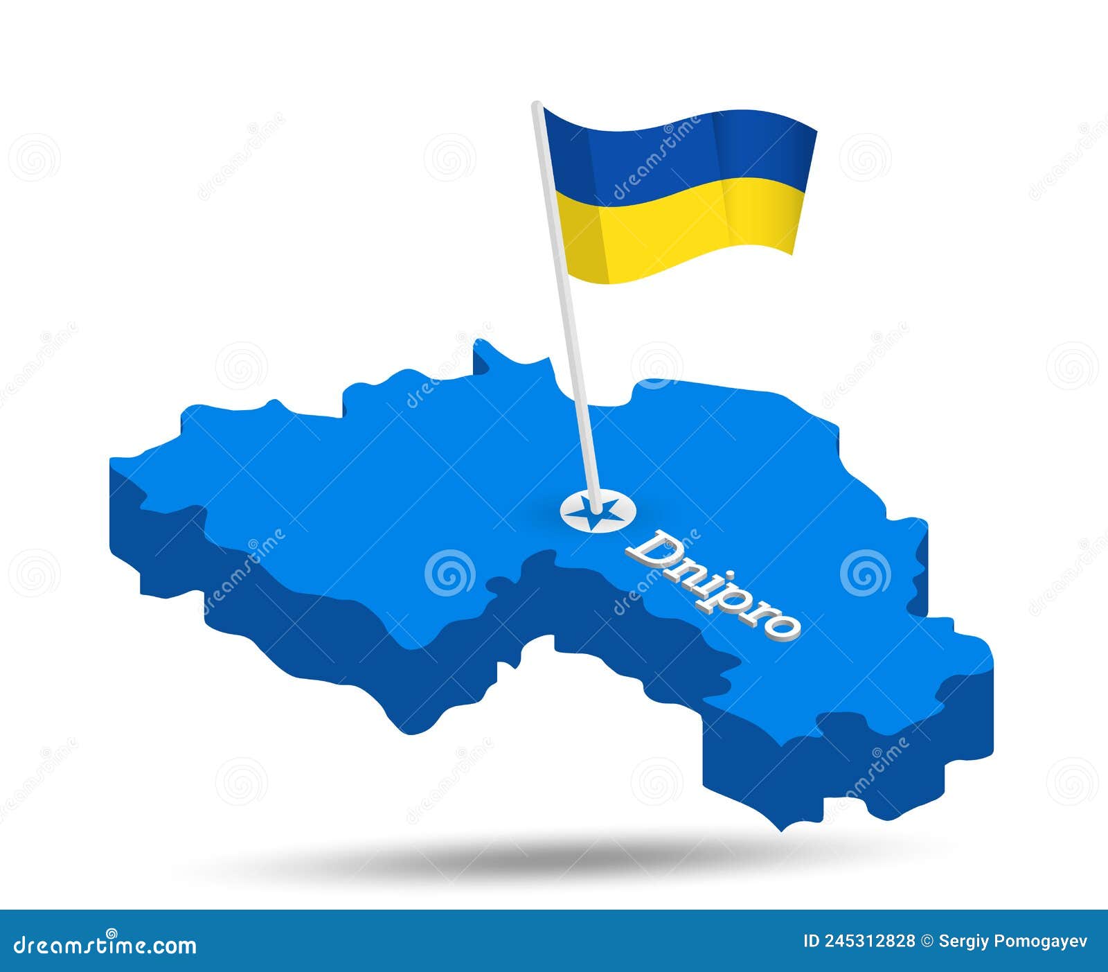 Dnipro Region Map with Ukrainian Flag Stock Vector - Illustration of ...