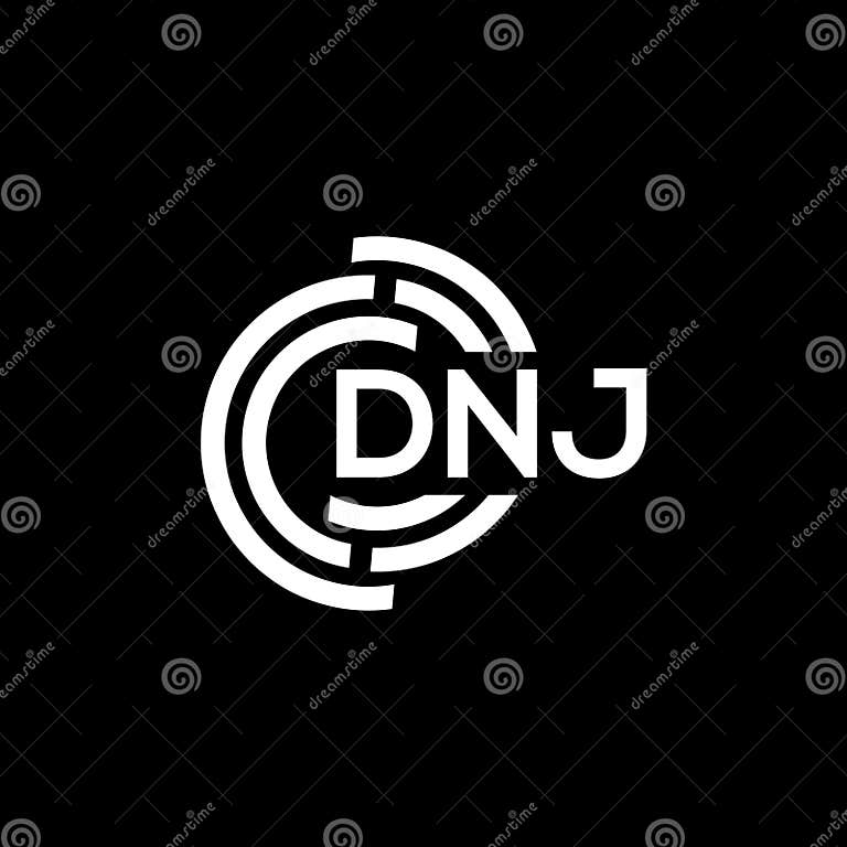 DNJ Letter Logo Design on Black Background. DNJ Creative Initials ...